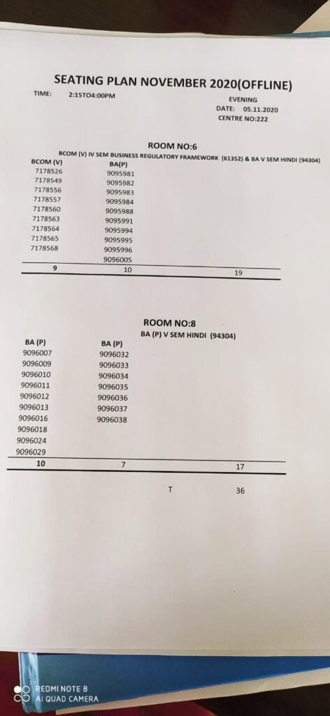 Posted in EXAM SEATING PLAN
